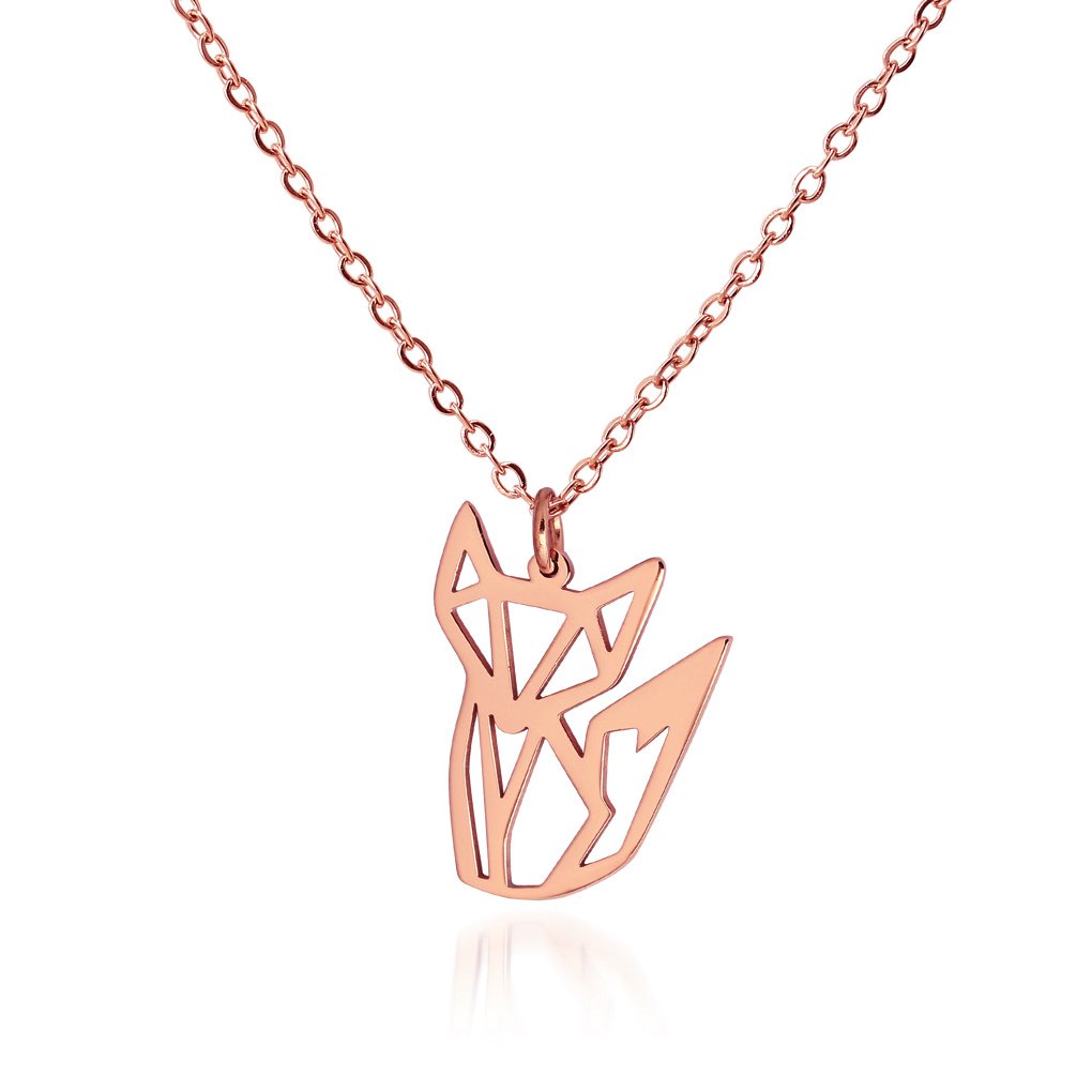 HANFLY Fox Pendant Necklace Jewelry for Women Origami jewelry 16.5"+1.5" Extender