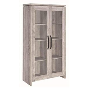 coaster home furnishings alejo 2-door tall cabinet grey driftwood