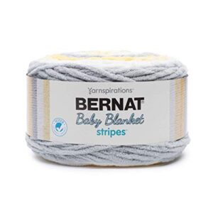 bernat baby blanket stripes, 10.5 oz, 100% polyester, sunshine