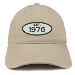 trendy apparel shop established 1976 embroidered 48th birthday gift soft crown cotton cap - khaki