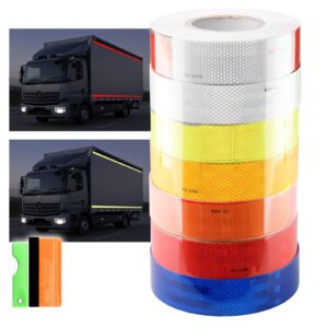 free tool kit 2"x150ft neon yellow night reflective dot-c2 safety tape warning caution adhesive conspicuity marking decal sticker roll film truck rv trailer boat atv construction indoor outdoor