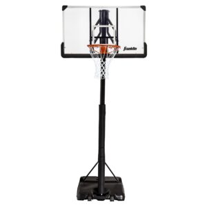 franklin sports portable basketball hoop – 48" adjustable outdoor basketball hoop with wheels - authentic driveway basketball hoop black