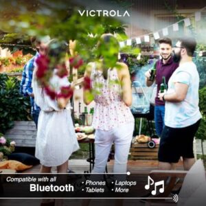 Victrola Outdoor Rock Speaker Pair - Wireless Bluetooth Speakers for Garden, Patio, Waterproof Design, Built for all Seasons, Rechargeable Battery, Wireless Music Streaming, Charcoal