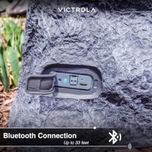 Victrola Outdoor Rock Speaker Pair - Wireless Bluetooth Speakers for Garden, Patio, Waterproof Design, Built for all Seasons, Rechargeable Battery, Wireless Music Streaming, Charcoal