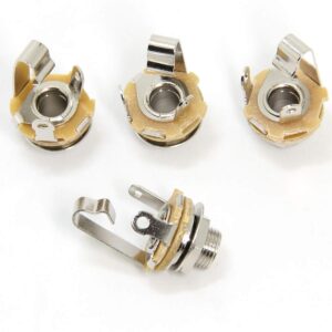 ancable 4-pack 1/4" female guitar input jack-6.35mm ts mono panel mount socket with washer and nut solder type