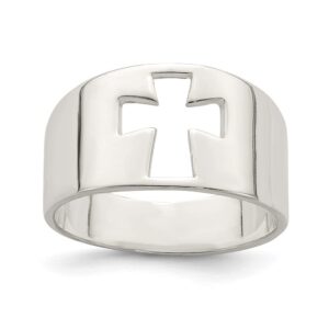 diamond2deal 925 sterling silver cross cutout ring size 7 fine jewelry for women