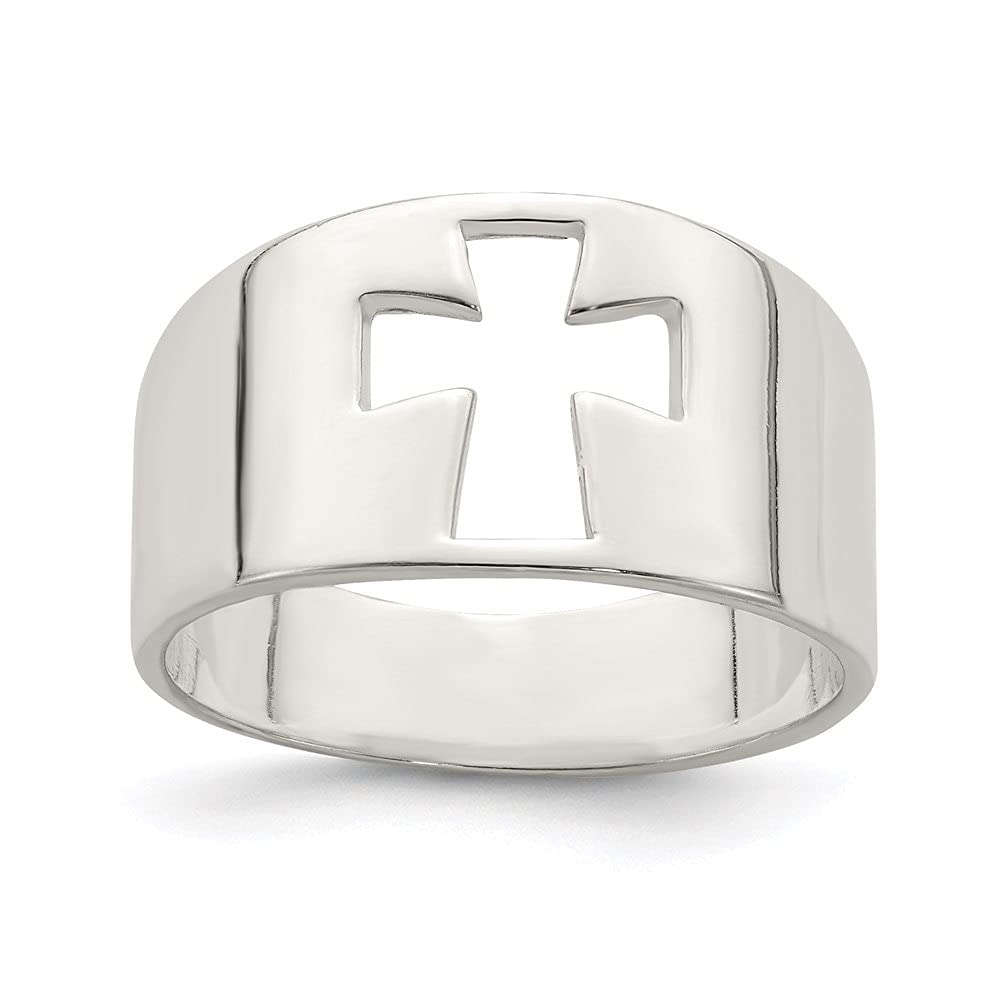 Diamond2Deal 925 Sterling Silver Cross Cutout Ring Size 7 Fine Jewelry for Women