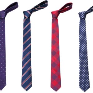 AUSKY 4 Packs Skinny Neckties for Men Boys, 2.35'' Wide Slim Ties in Different Textured Style Mixed set