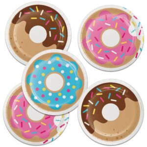 creative converting donut time dessert plates, 24 ct