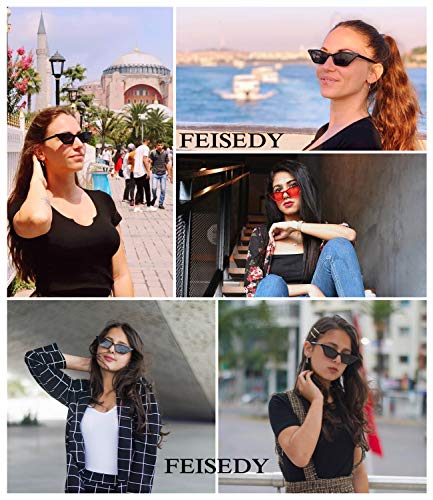 FEISEDY Small Cat Eye Sunglasses Vintage Square Shade Women Eyewear B2291