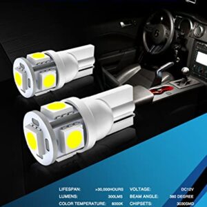 Marsauto 194 LED Bulb 6000K White 168 T10 2825 5SMD Replacement Bulbs for Car Dome Map Door Courtesy License Plate Lights (Pack of 10)