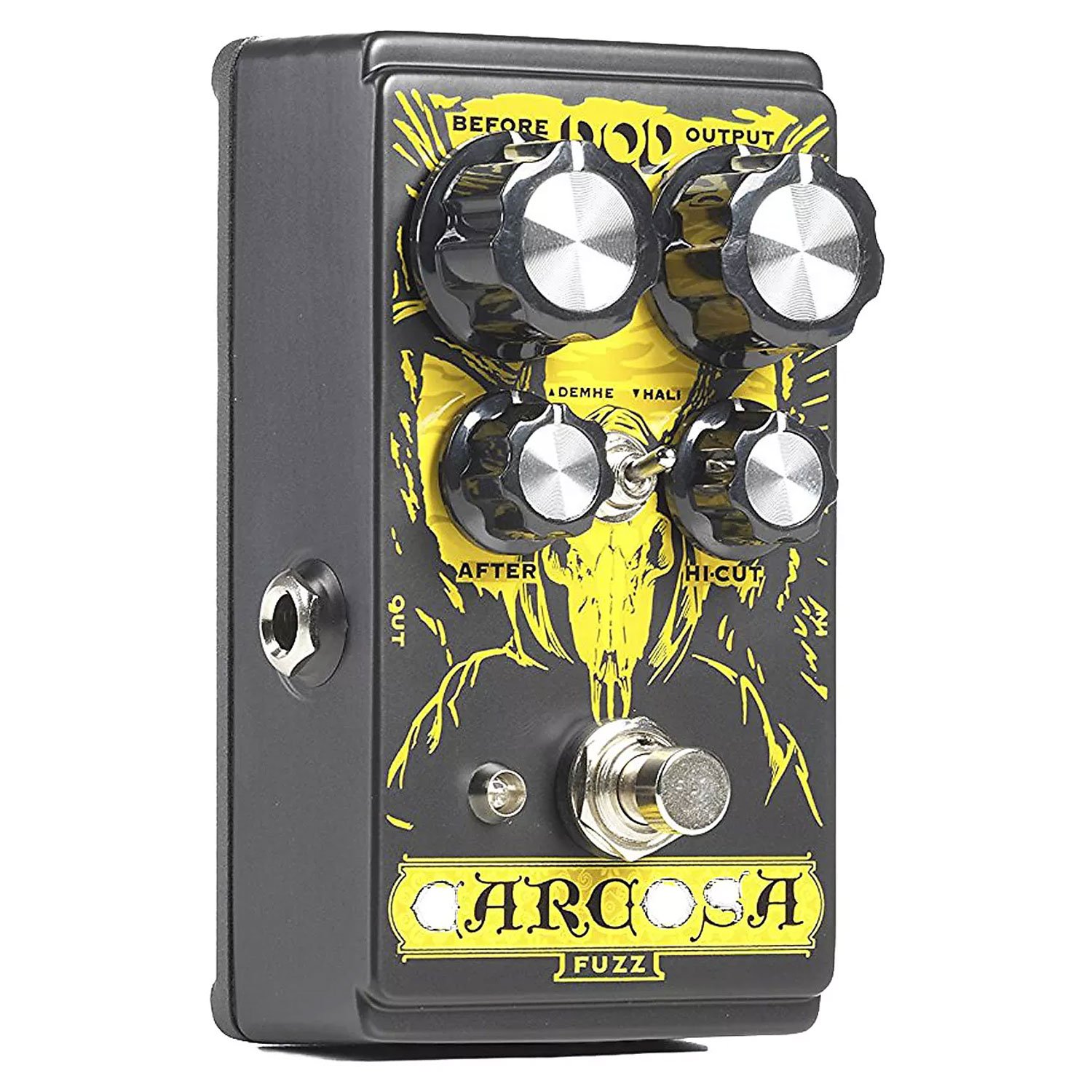 DOD Carcosa Analog Fuzz Pedal Silicon style Fuzz Guitar Pedal Bundle with Two Switchable Modes and Tunable Bias and Lowpass Filter with 2 Patch Cables and ac power adapter