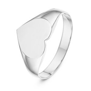 landa jewel ladies sterling silver heart shape medium weight polished signet ring 8x11mm (7.5)