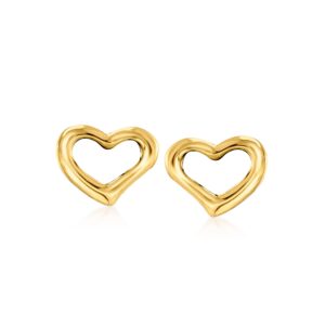 ross-simons 18kt yellow gold open-space heart stud earrings