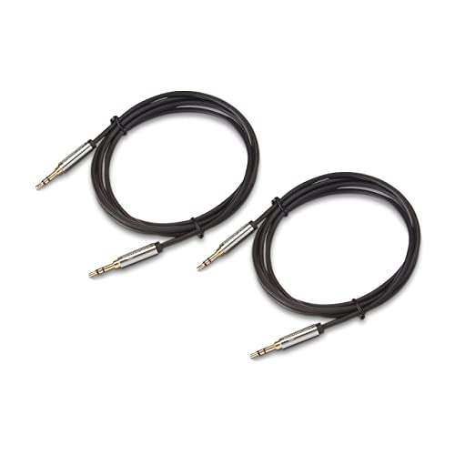 Amazon Basics 2-Pack 3.5mm Aux Audio Cable for Stereo Speaker or Subwoofer with Gold-Plated Plugs, 4 Foot, Black