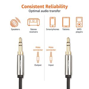 Amazon Basics 2-Pack 3.5mm Aux Audio Cable for Stereo Speaker or Subwoofer with Gold-Plated Plugs, 4 Foot, Black