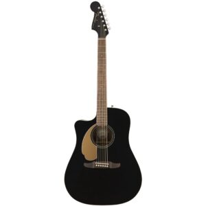 fender redondo player acoustic guitar, with 2-year warranty, jetty black, walnut fingerboard