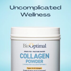 BioOptimal Collagen Peptides Powder - Grass-Fed, Pasture-Raised Hydrolyzed Protein Supplement for Skin, Hair, & Nails - Non-GMO, Zero Sugar Daily Supplement for Men & Women (45 Servings)