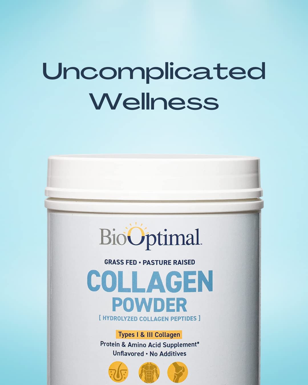 BioOptimal Collagen Peptides Powder - Grass-Fed, Pasture-Raised Hydrolyzed Protein Supplement for Skin, Hair, & Nails - Non-GMO, Zero Sugar Daily Supplement for Men & Women (45 Servings)