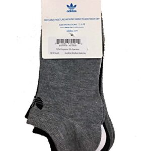 Womens Adidas Originals No Show Socks 6 Pair,Black/White/Grey,One Size