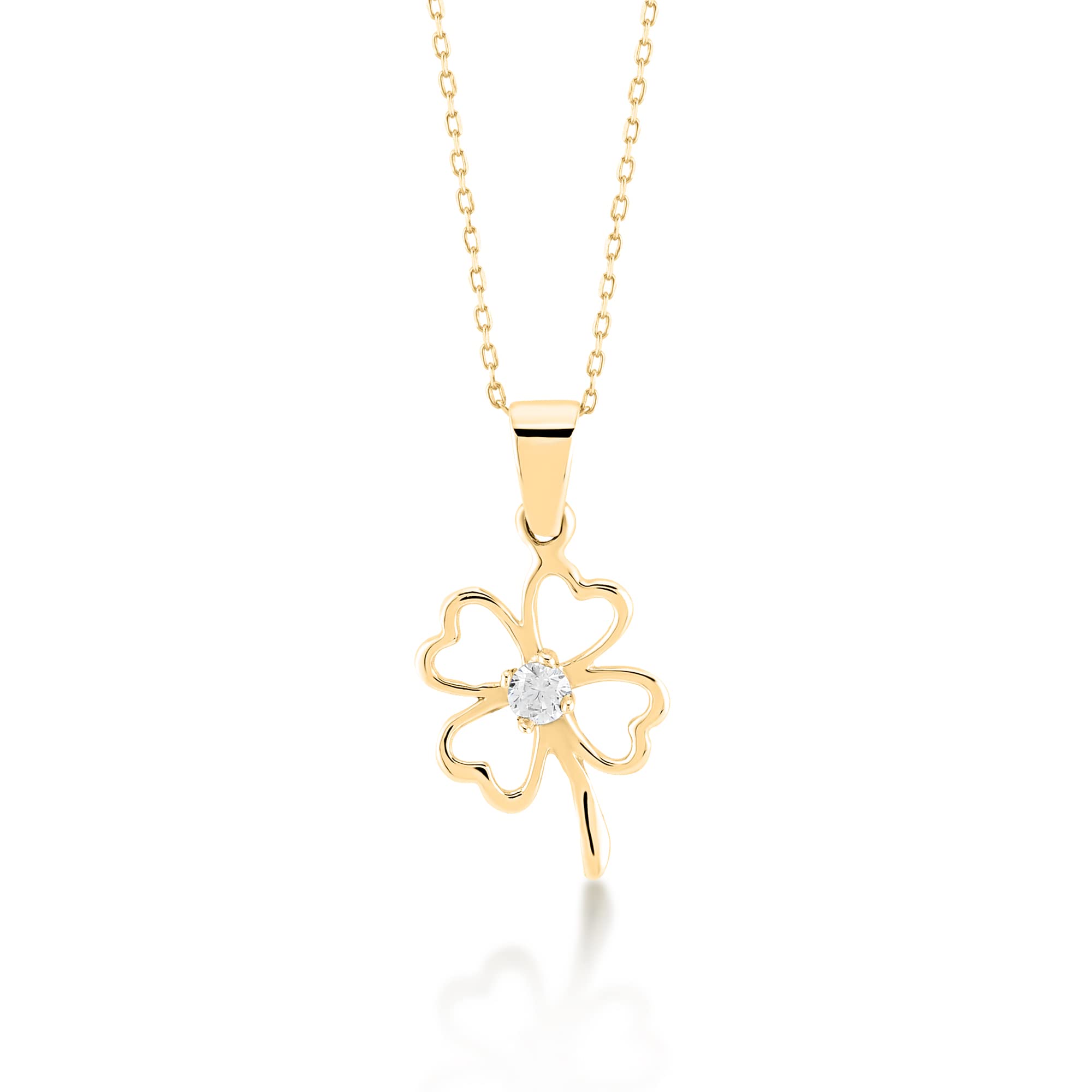 GELIN 14K Solid Gold 4-Leaf Clover Pendant Necklace | Clover Jewelry for Women, 18"