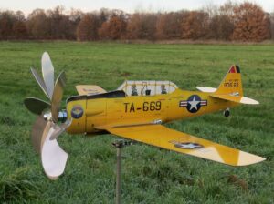 at-6 airplane windwheel; propeller turns when windy; stainless steel; garden decoration