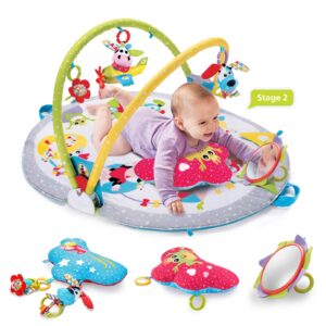 Yookidoo Baby Gym Lay to Sit-Up Playmat. 3-in-1 Newborns Activity Center with Tummy Time Toys, Pillow & Infant Miror. 0-12 Month