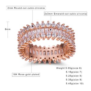 VOLUKA Rose Gold Plated Cubic Zirconia Crystal Halo Promise Engagement Ring for Women (10)