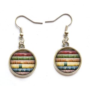 book stack earrings, library gifts earrings, book geek, book jewelry, stack of books, reader, writer, gift, librarian jewelry，q0130