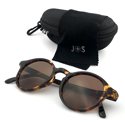 J+S Hali Small Round Polarized Sunglasses for Women Men UV400 | Polycarbonate | Trendy Vintage Style (Tortoiseshell/Brown Lens)