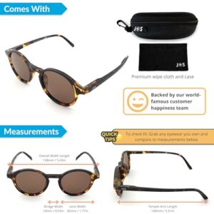 J+S Hali Small Round Polarized Sunglasses for Women Men UV400 | Polycarbonate | Trendy Vintage Style (Tortoiseshell/Brown Lens)