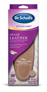 dr. scholl's ultrasoft leather insoles for flats (women's 6-10) // all-day comfort with massaging gel plus a real leather surface