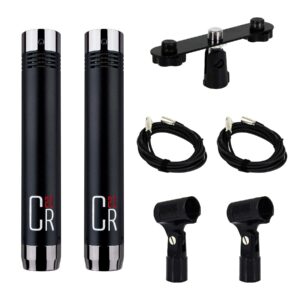 mxl cr21 stereo microphone pair bundle with stereo bar & 2 20-foot xlr mic cables (4 items)