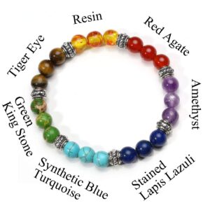 Eigso 4 Pcs 7 Chakra Reiki Meditation Crystal Stone Beads Bracelet Set for Women Men Womens Yoga Life of Tree Healing Wristbands for Woman Man