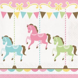 creative converting carousel luncheon napkins party supplies, 6.5", multicolor