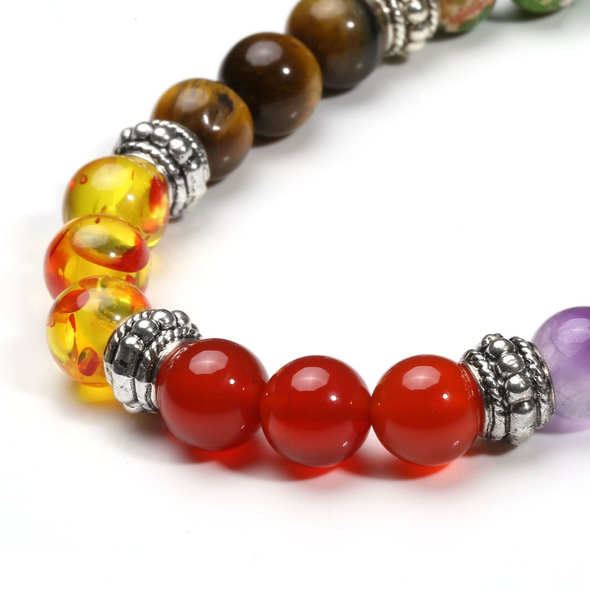 Eigso 2Pcs 7Chakra Bracelet with Tree of life Simbol Sign Pendant Healing Mala Wristband for Men Women