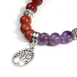 Eigso 2Pcs 7Chakra Bracelet with Tree of life Simbol Sign Pendant Healing Mala Wristband for Men Women