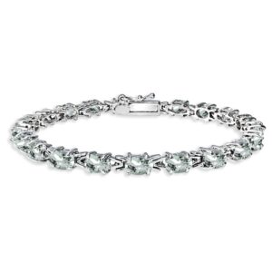 b. brilliant sterling silver light aquamarine 6x4mm oval-cut link tennis bracelet for women