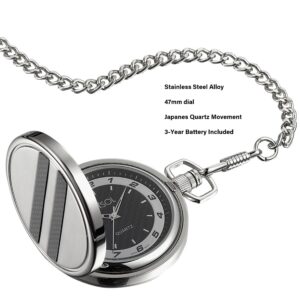 elighters Personalized Visol Turbo Black Dial Carbon Fiber Pocket Watch with Free Engraving