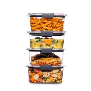 rubbermaid brilliance bpa free airtight food storage containers with lids, set of 4 (4.7 cup) ideal for lunch, meal prep, and leftovers