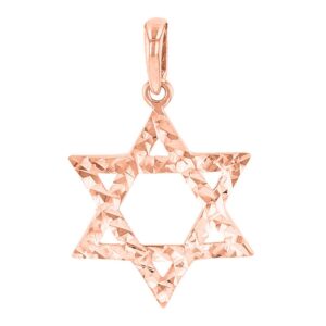 jewelry america 14k rose gold hebrew star of david charm pendant with textured finish