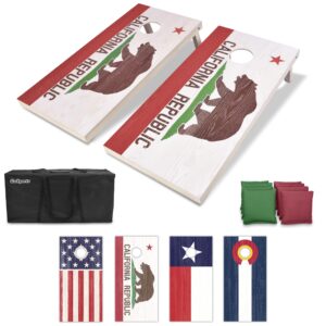 gosports flag series wood cornhole sets – choose american flag or state flags – includes two regulation size 4 ft x 2 ft boards, 8 bean bags, carrying case and rules