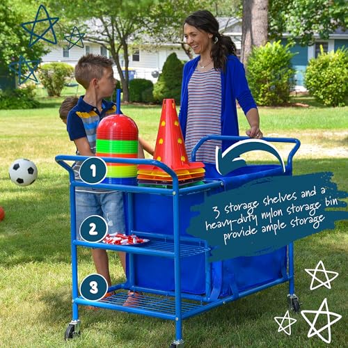 Angeles Rolling Ball Cart, Gym Sports Equipment Storage, Rolling Utility Cart