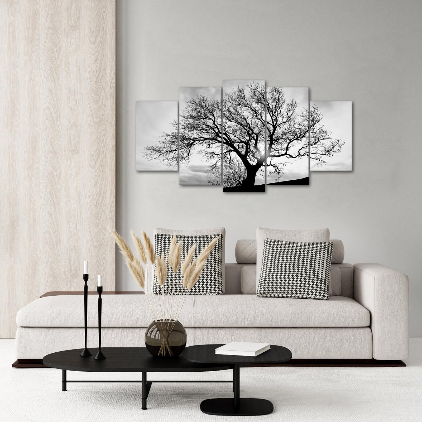 LevvArts - Black and White Tree Canvas Art,Great Sunset Shot Pictures Print on Canvas,Modern Home Decor,Large Size