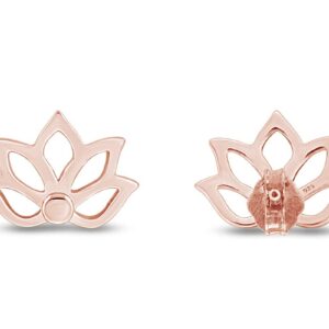 Lotus Flower Stud Earrings in 14k Rose Gold Over Sterling Silver