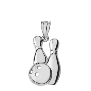 bowling pins and ball sports charm pendant (sterling-silver)