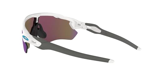 Oakley Men's OO9208 Radar EV Path Rectangular Sunglasses, Polished White Grey/Prizm Sapphire, 38 mm