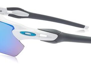 Oakley Men's OO9208 Radar EV Path Rectangular Sunglasses, Polished White Grey/Prizm Sapphire, 38 mm