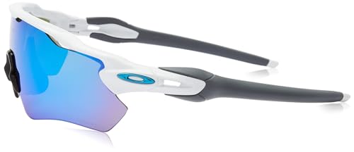 Oakley Men's OO9208 Radar EV Path Rectangular Sunglasses, Polished White Grey/Prizm Sapphire, 38 mm