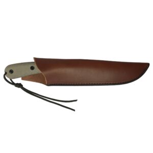 ESEE-6HM Fixed Blade Survival Knife, 1095 Carbon Steel, Round Modified Handle, Made in USA (Brown Leather Sheath (Right Hand))